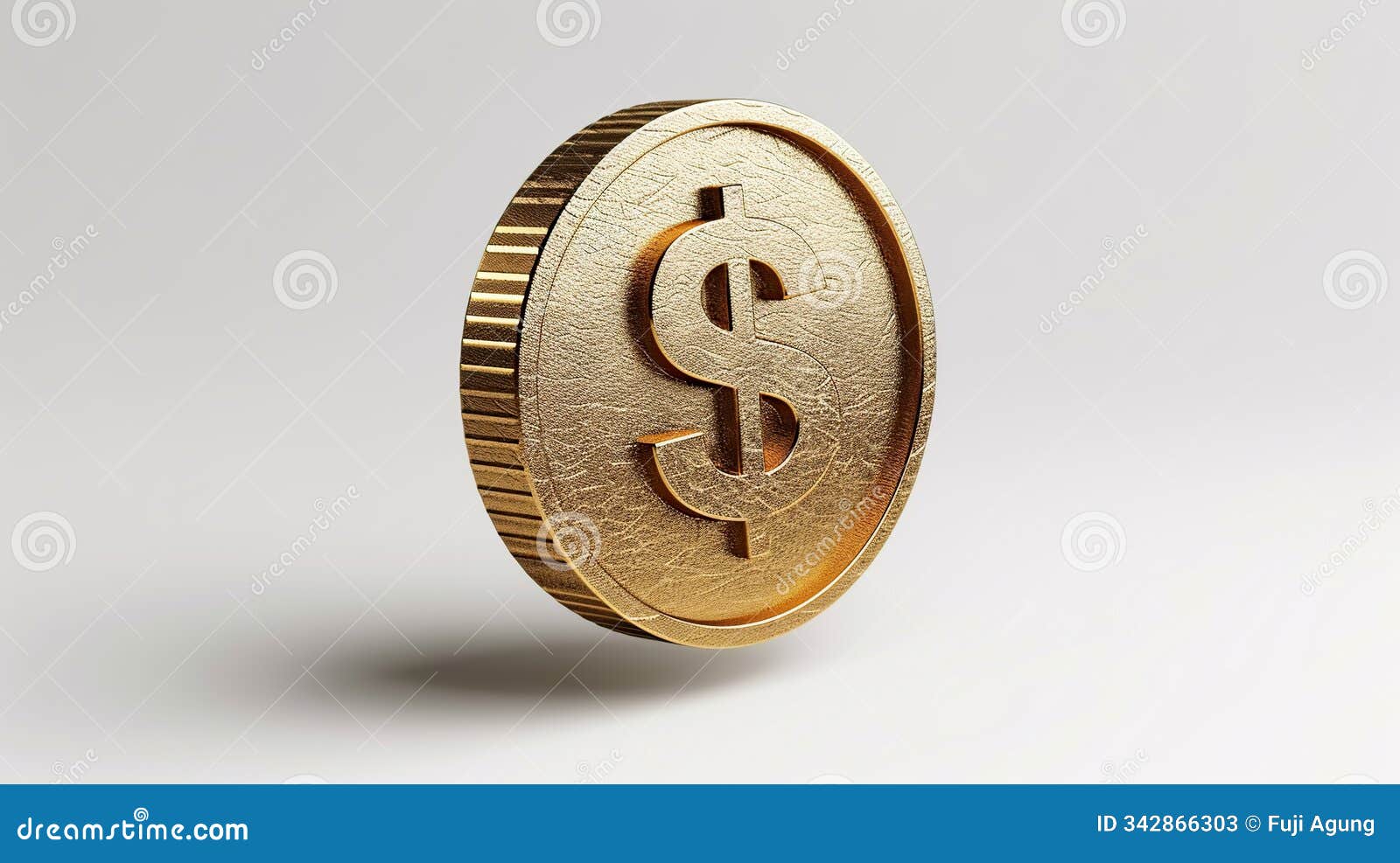 A Single Gold Coin with a Dollar Sign on a White Background Stock ...