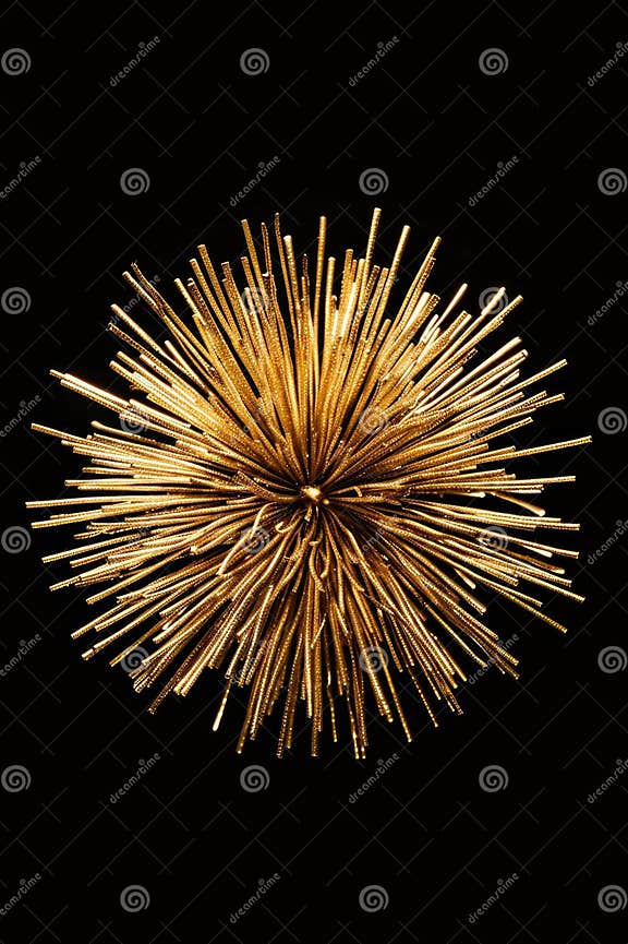 A Single Gold Firework Exploding Against a Dark Black Background, Ideal ...