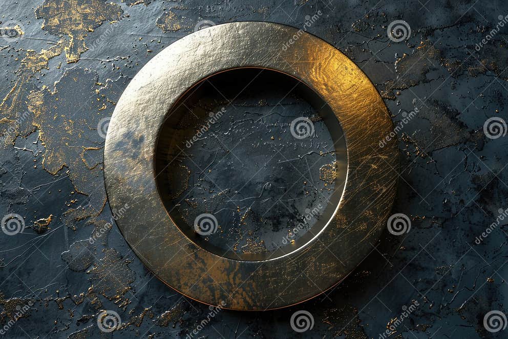 A Single Gold Metal Ring Sits on a Black Surface Stock Photo - Image of ...