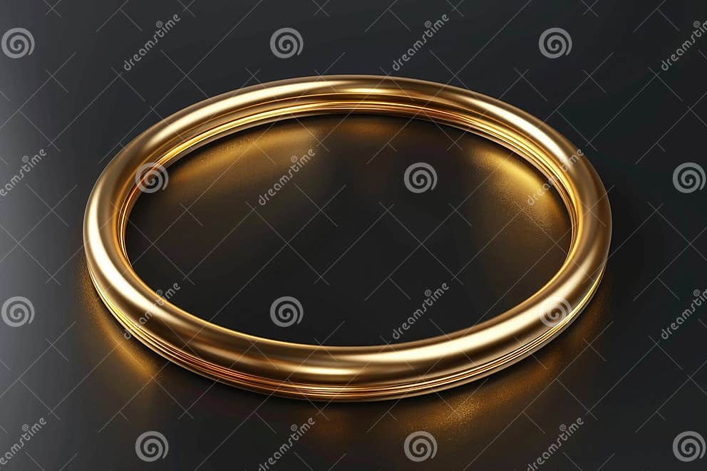 A Single Gold Ring Lying on a Black Surface Stock Photo - Image of ...