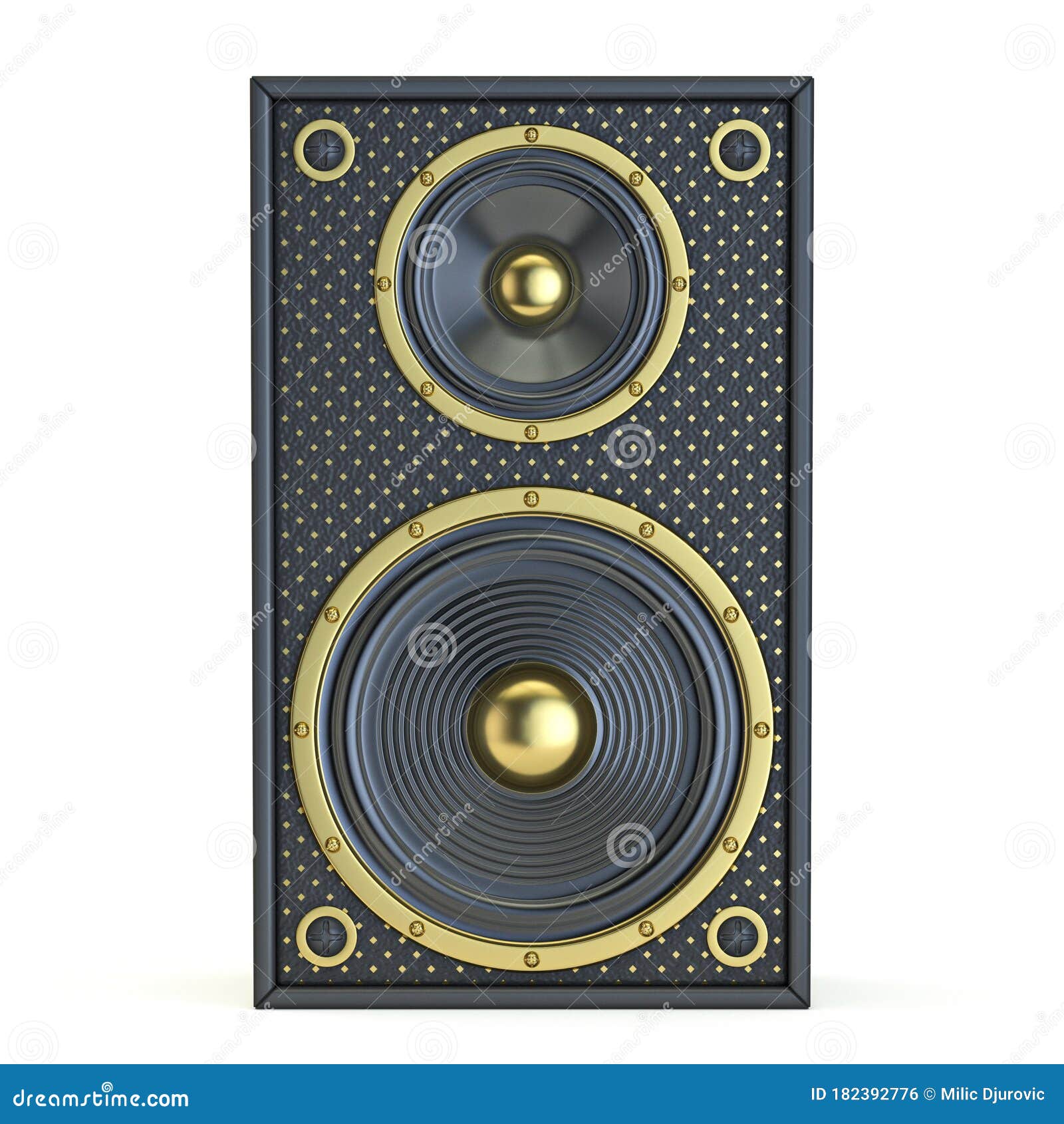 Single Golden Black Speaker Front View 3D Stock Illustration ...