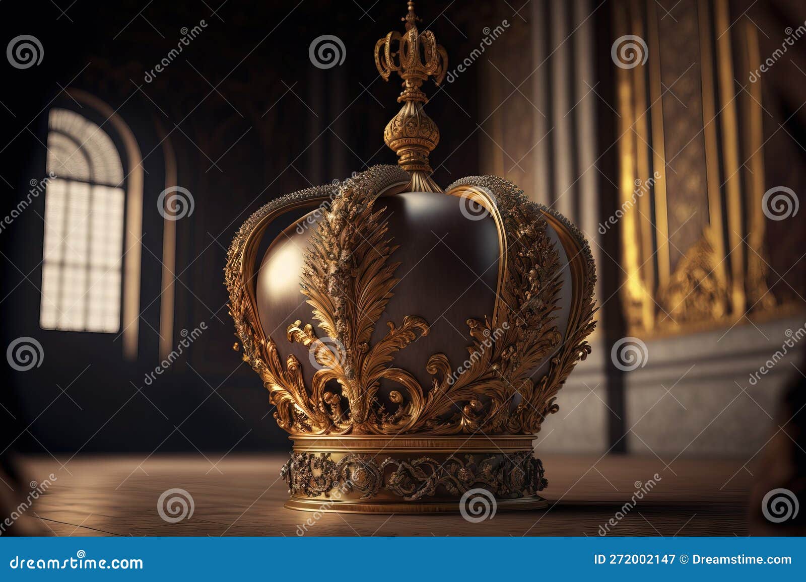 A Single, Golden Crown at Versailles. France Stock Illustration ...