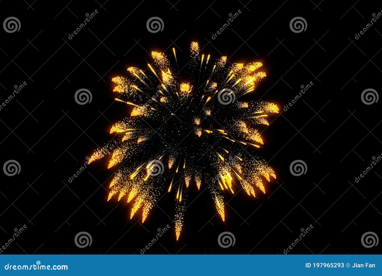 Single Golden Firework with Dark Background, 3d Rendering Stock ...