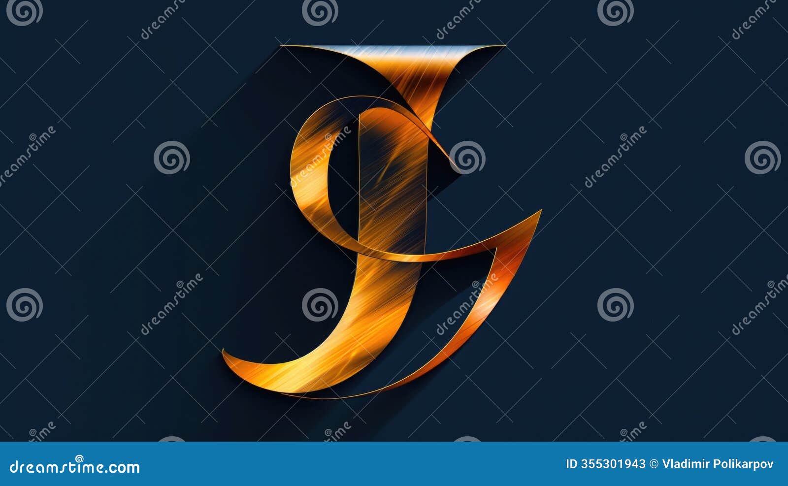 A Single Golden Letter G on a Dark Blue Background Stock Image - Image ...