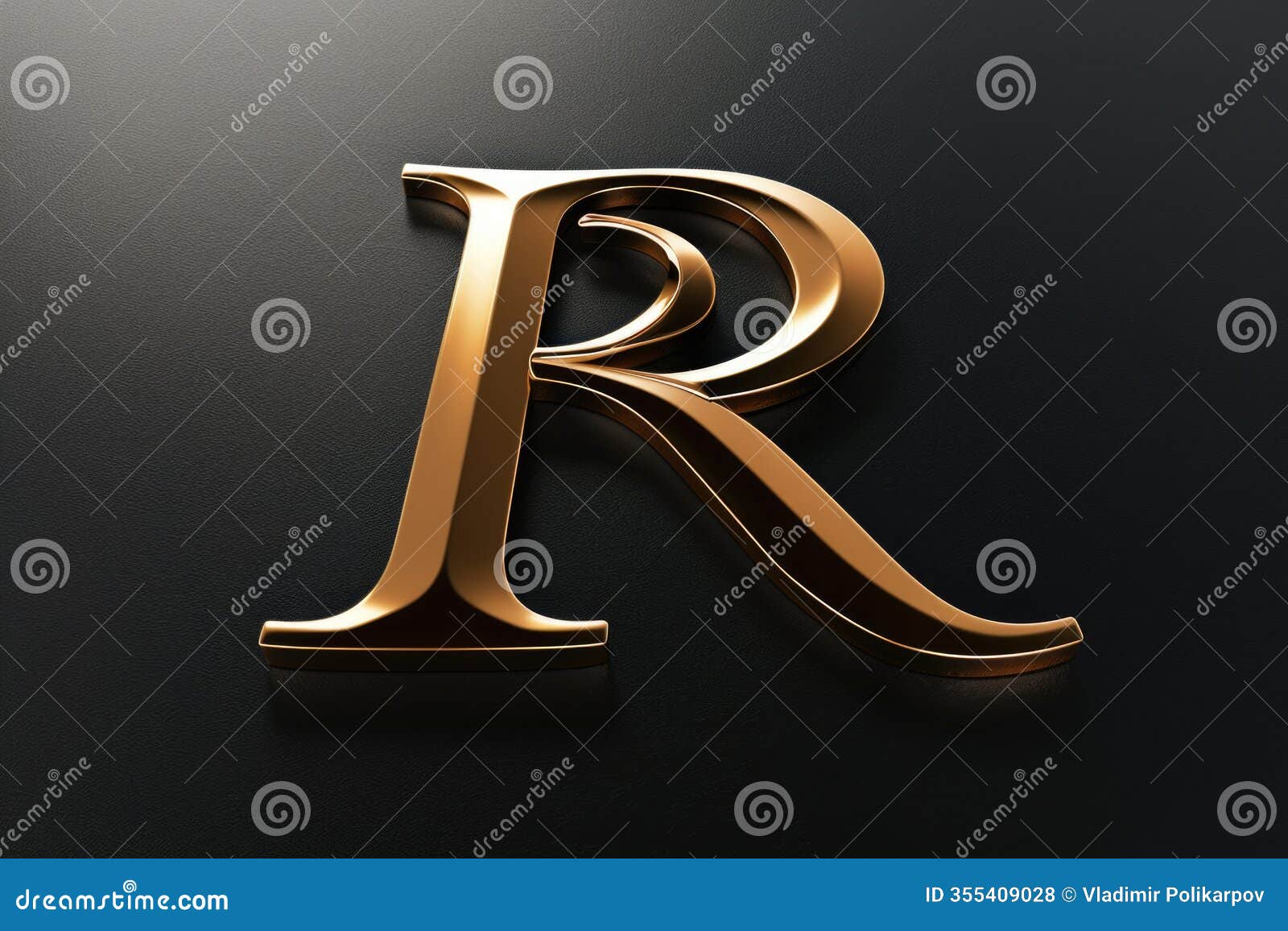 A Single Golden Letter R on a Black Surface, Simple and Elegant Design ...