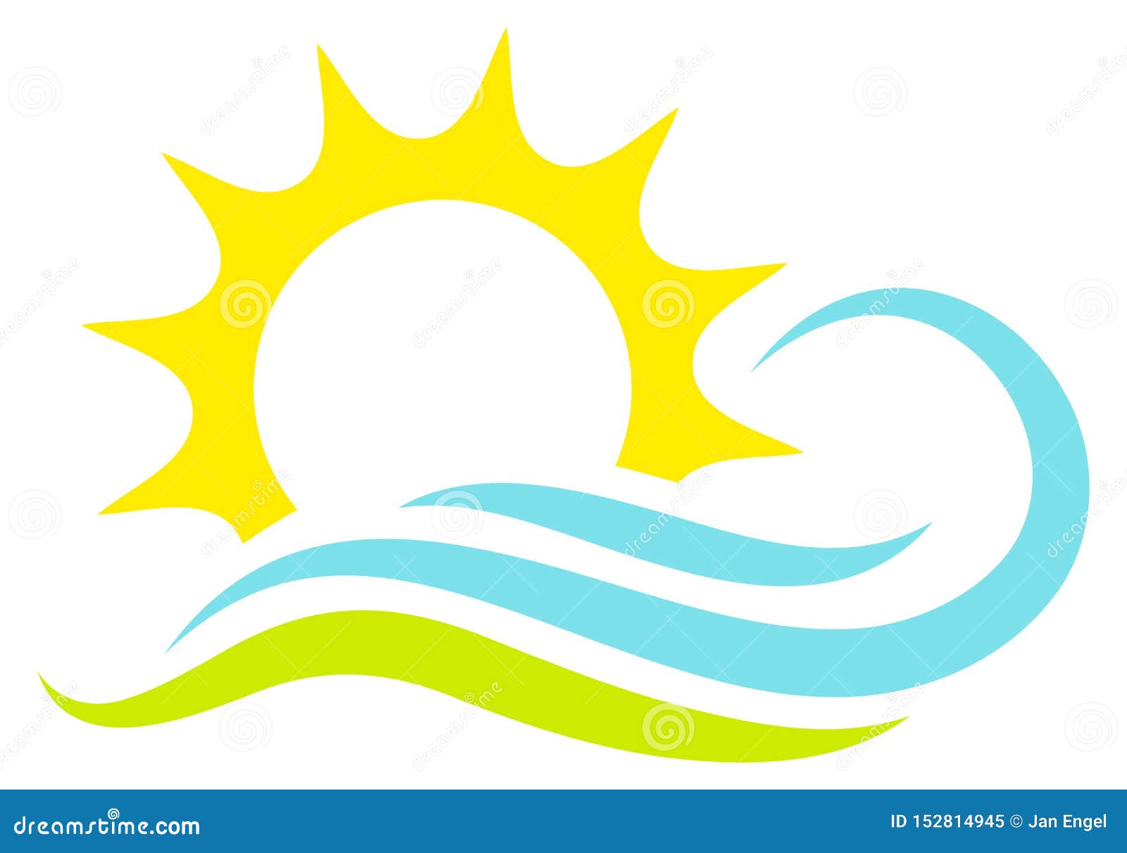 Single Graphic Icon Sun Waves and Meadow Stock Vector - Illustration of ...