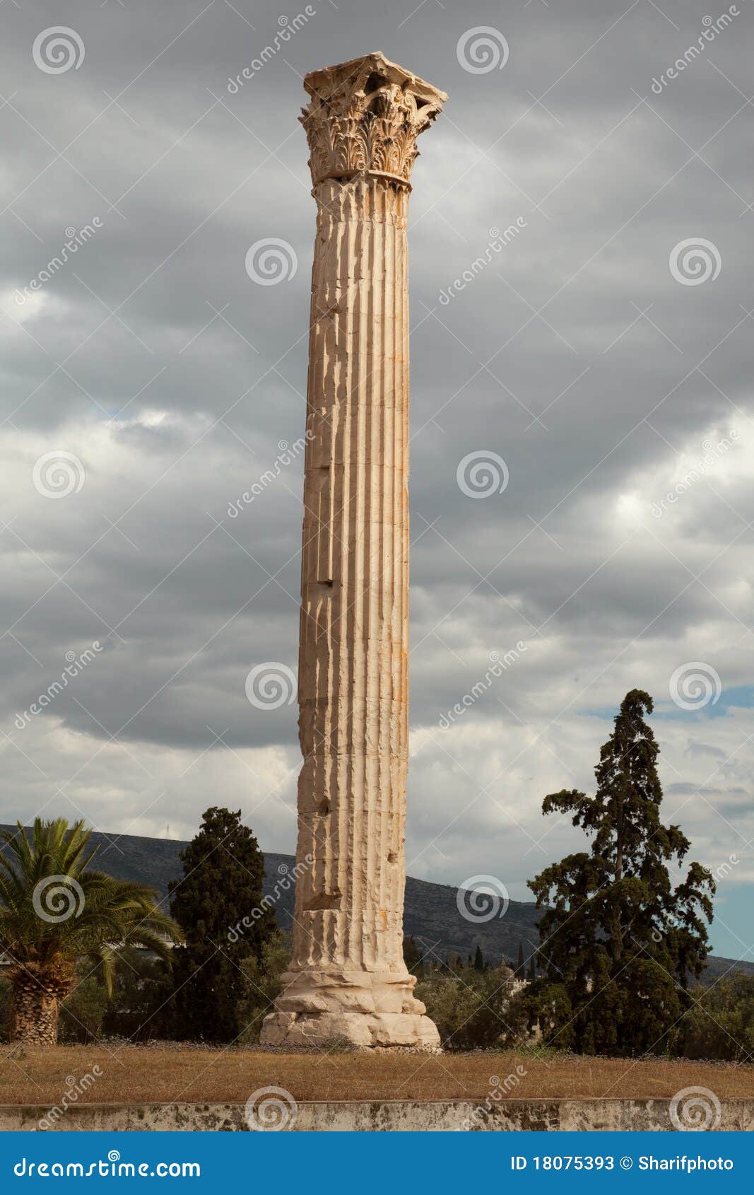 Single greek column stock image. Image of clouds, europe - 18075393