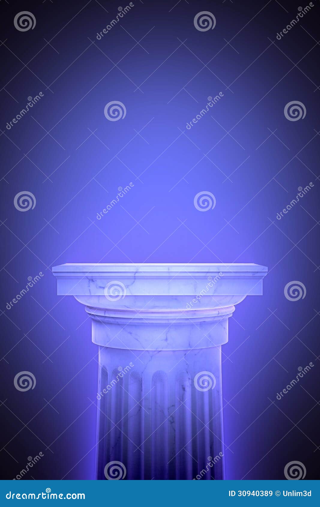 Single Greek Column Isolated on Blue Stock Illustration - Illustration ...