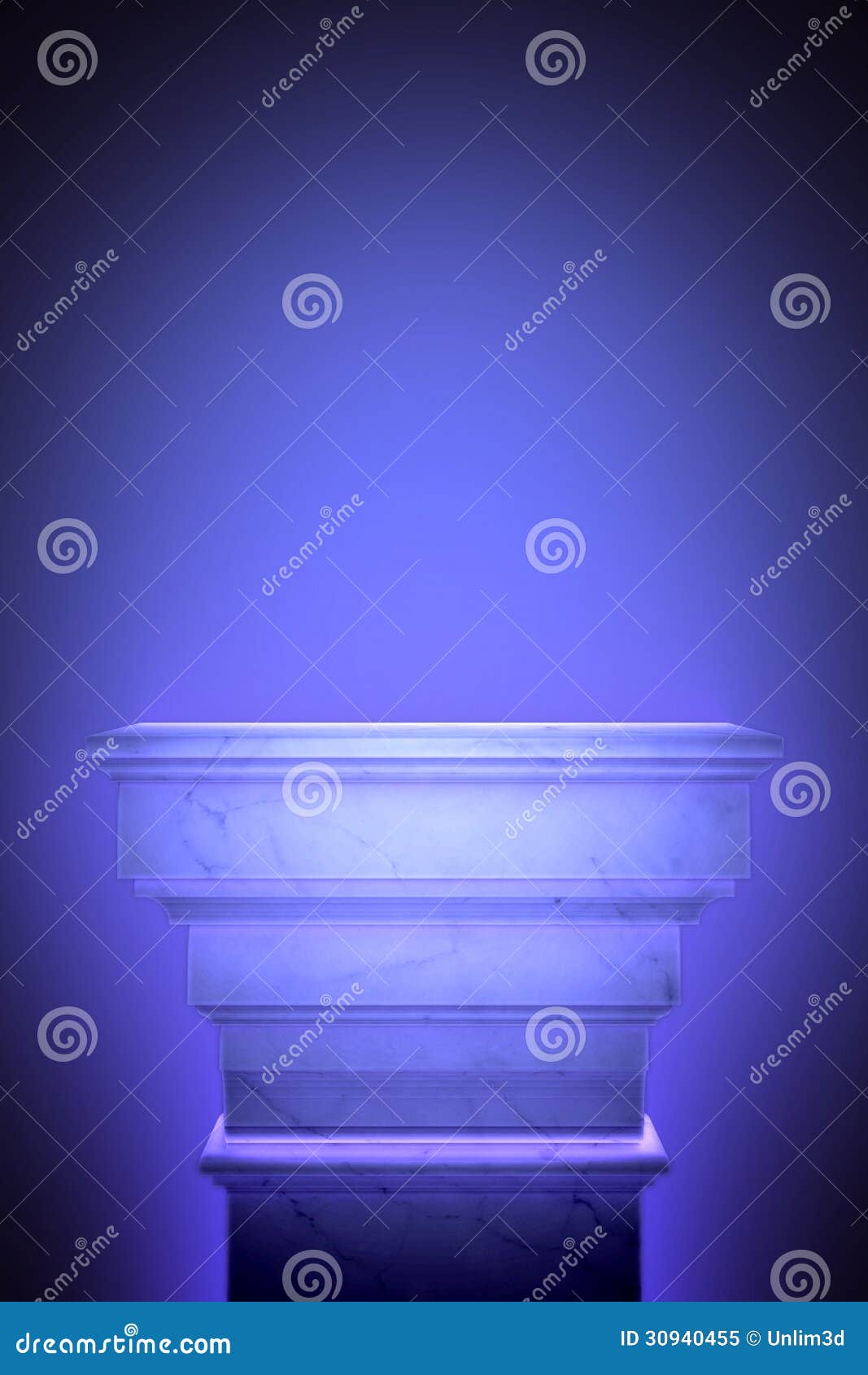 Single Greek Column Isolated on Blue Stock Illustration - Illustration ...