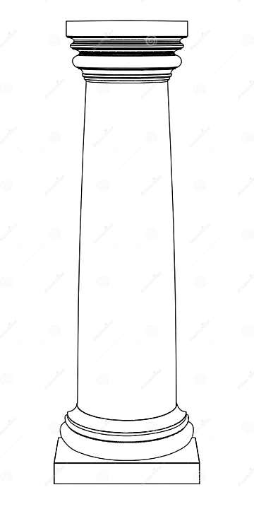 Single Greek Column Isolated on White Stock Illustration - Illustration ...