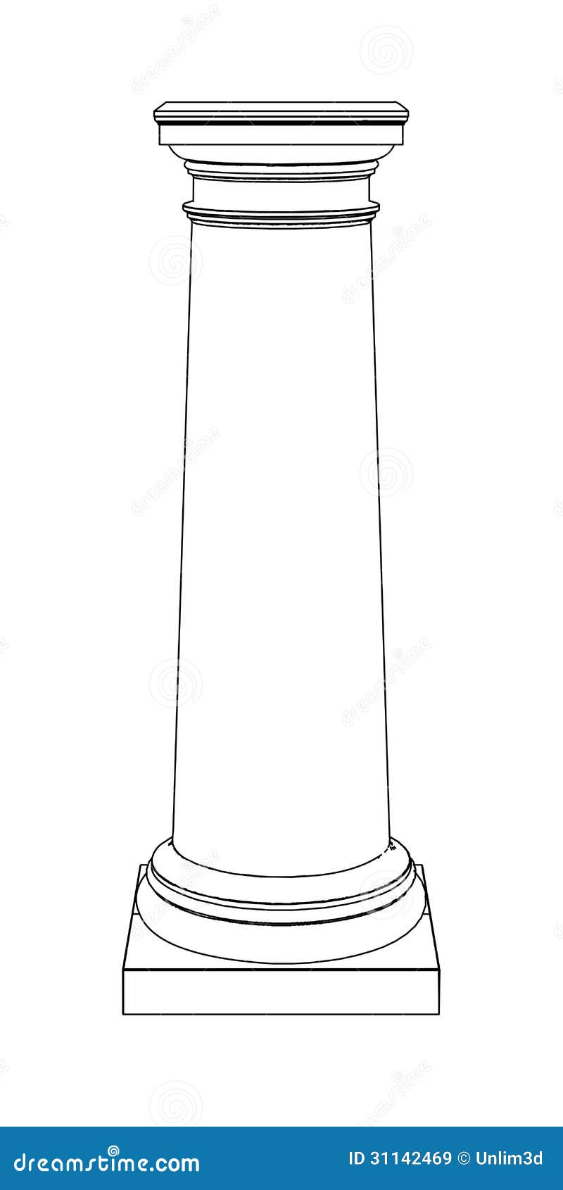 Single Greek Column Isolated on White Stock Vector - Illustration of ...