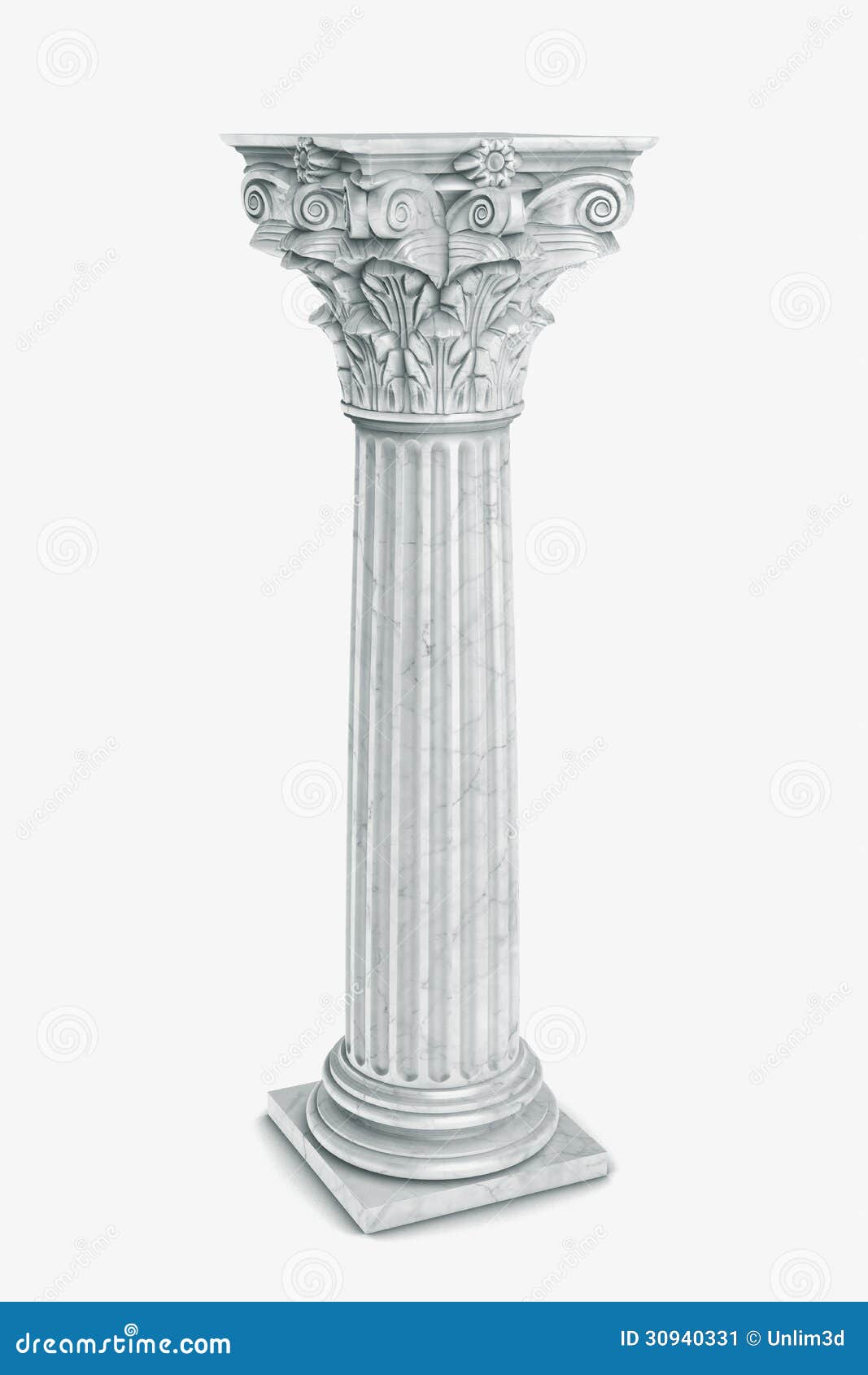 Single Greek Column Isolated on White Stock Illustration - Illustration ...