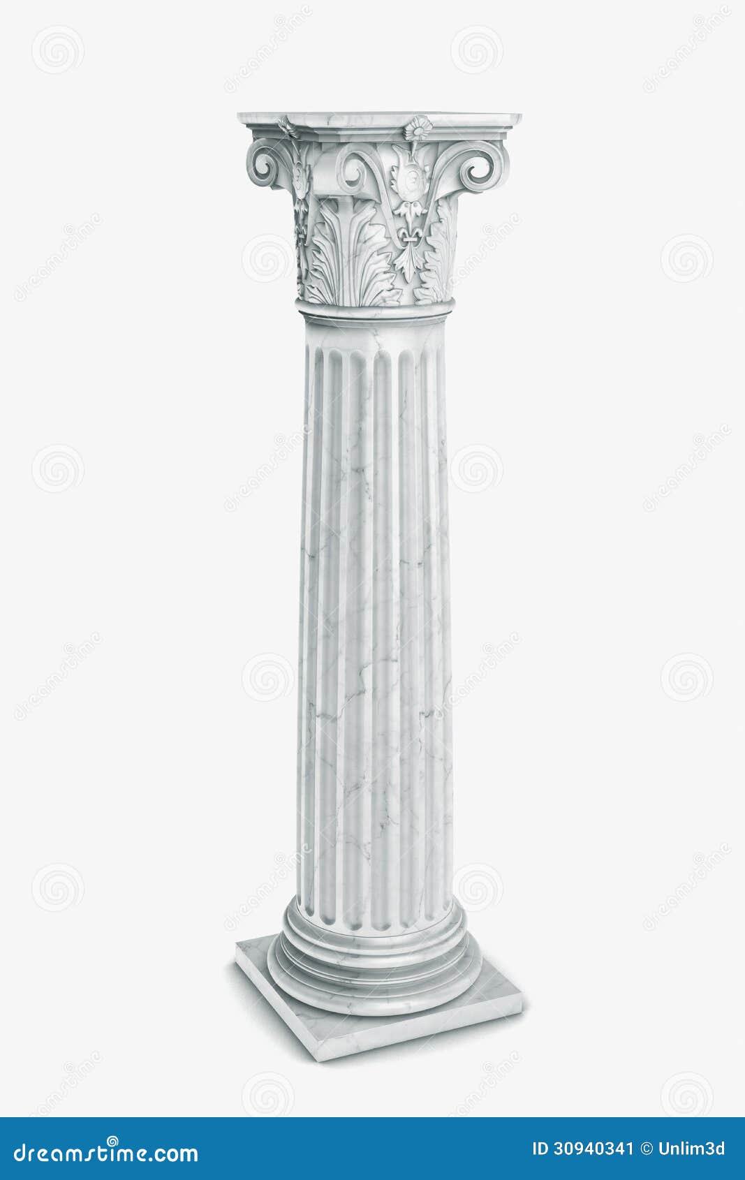 Single Greek Column Isolated on White Stock Illustration - Illustration ...