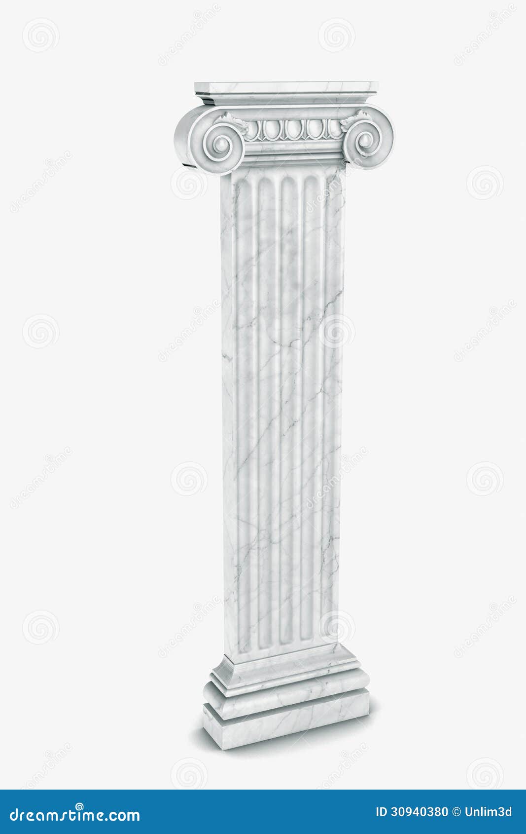 Single Greek Column Isolated on White Stock Illustration - Illustration ...