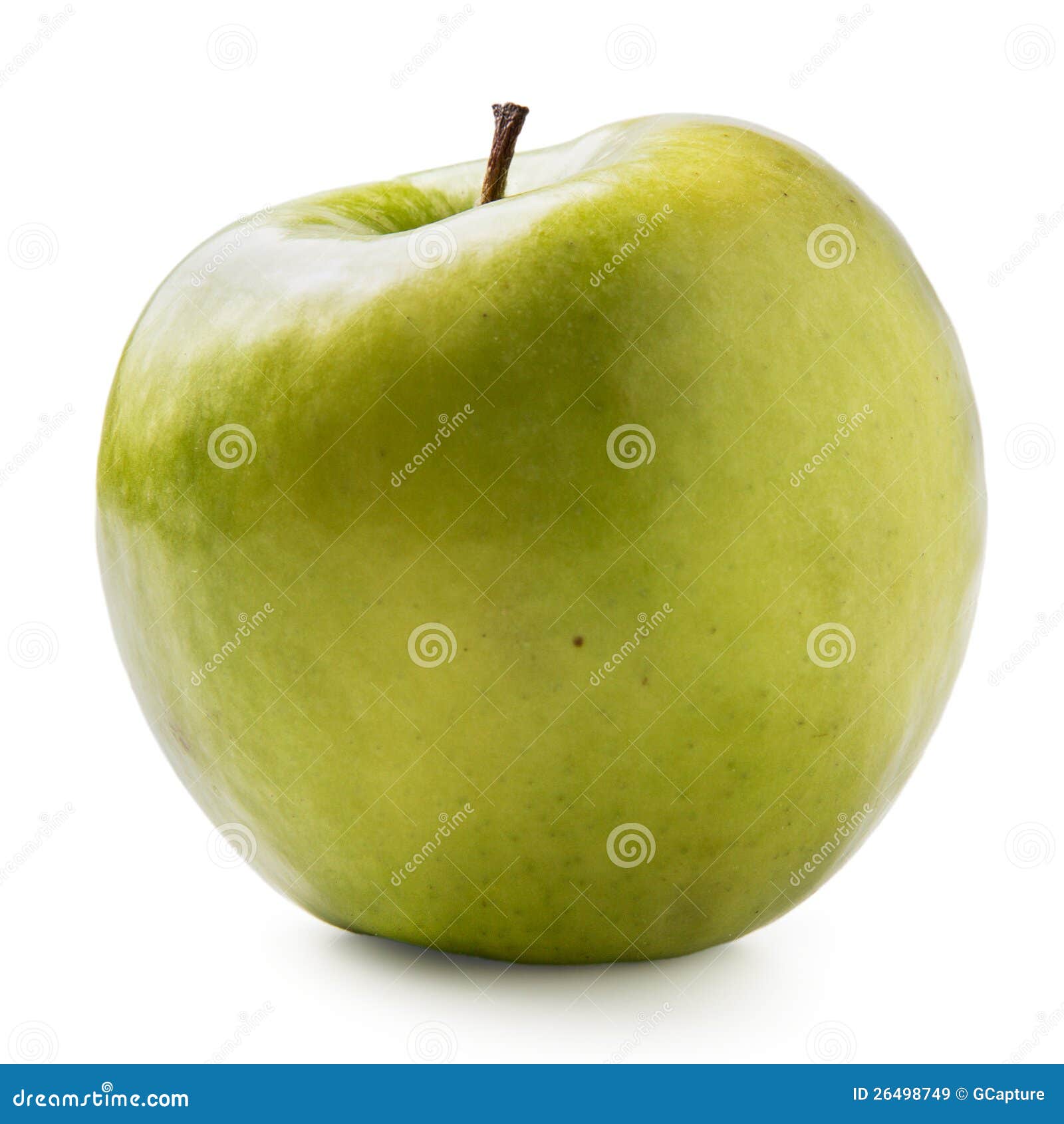 Single green apple stock image. Image of vibrant, stem - 26498749