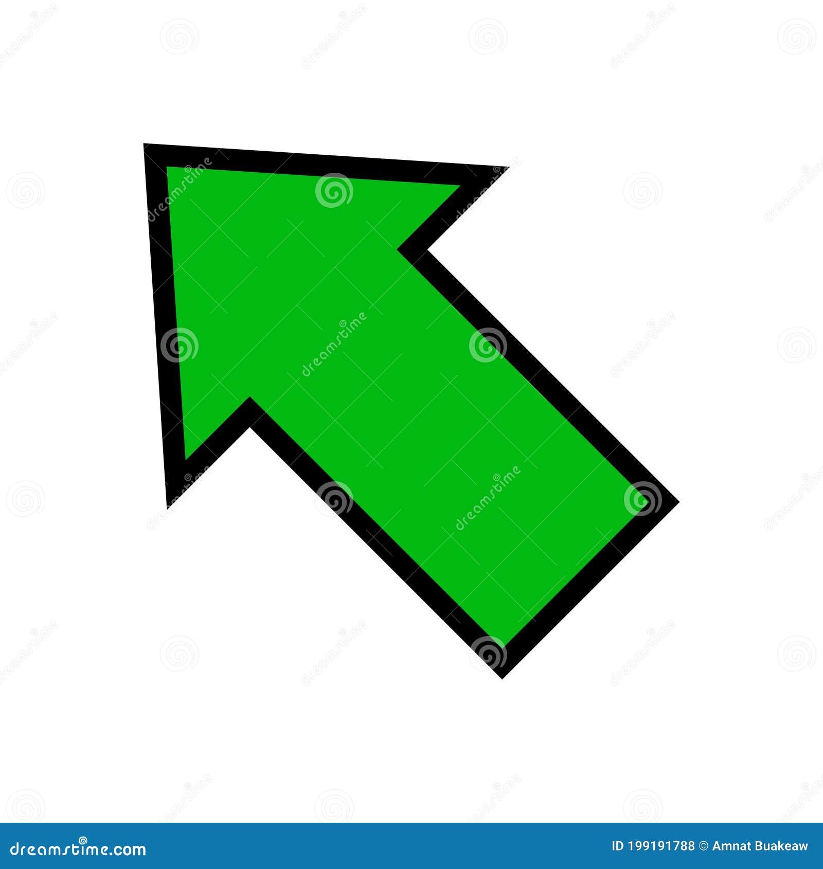 Single Green Arrow, Diagonal Arrow Sign Left Up Isolated on White ...