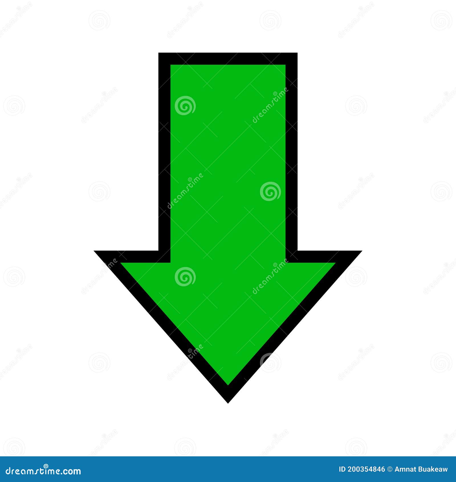 Single Green Arrow, Arrow Down Sign Isolated on White, Arrow Sign for ...