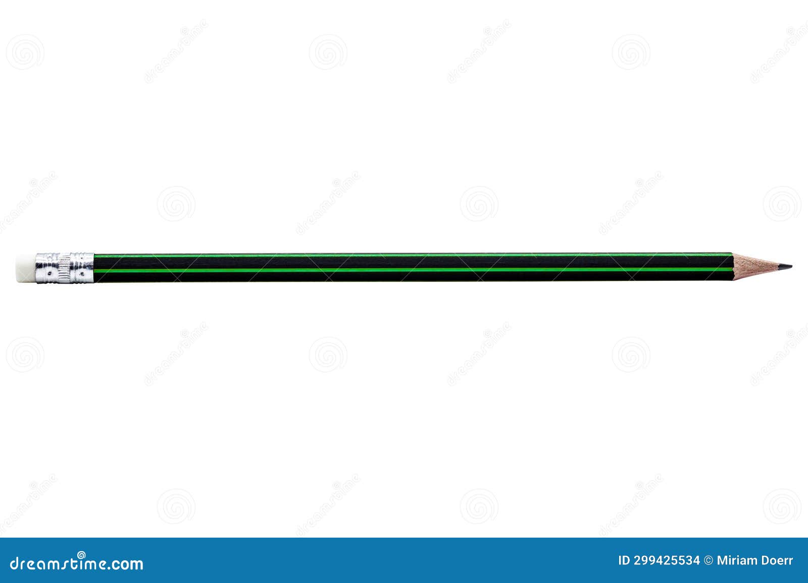 Single Green and Black Sharp Pencil with Eraser Stock Photo - Image of ...