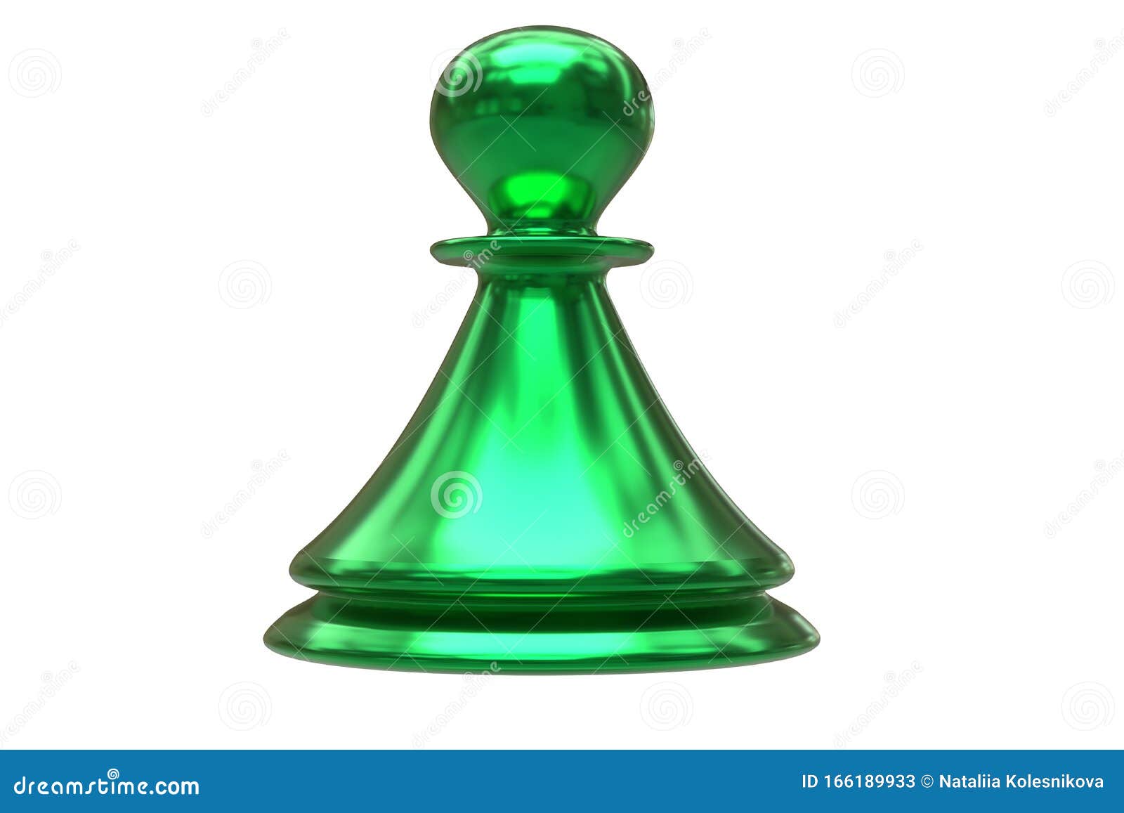 Single Green Classic Chess Pawn Isolated on White Background. 3D ...