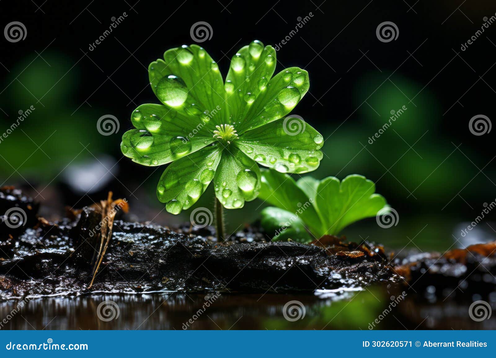 A Single Green Clover with Water Droplets on it Stock Illustration ...