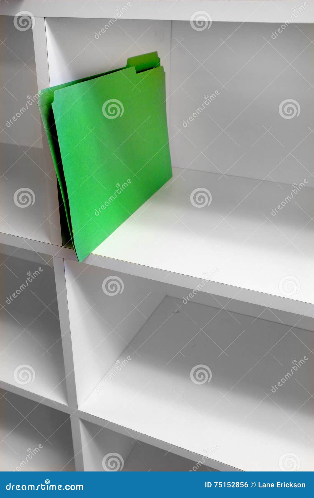 Single Green File on Shelf for Business Stock Photo - Image of open ...