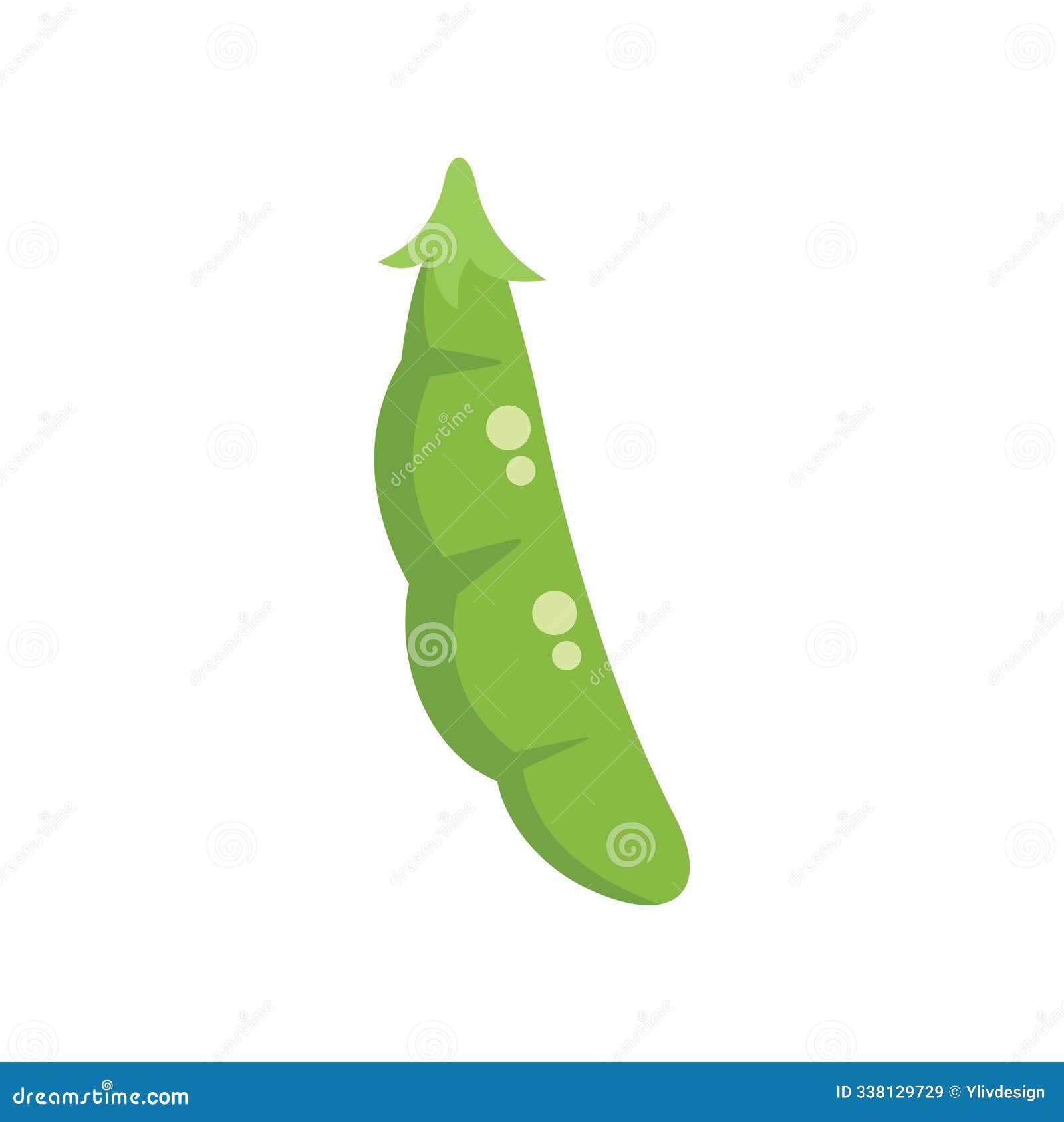 Single Green Pea Pod Legume Bean Illustration on White Background Stock ...