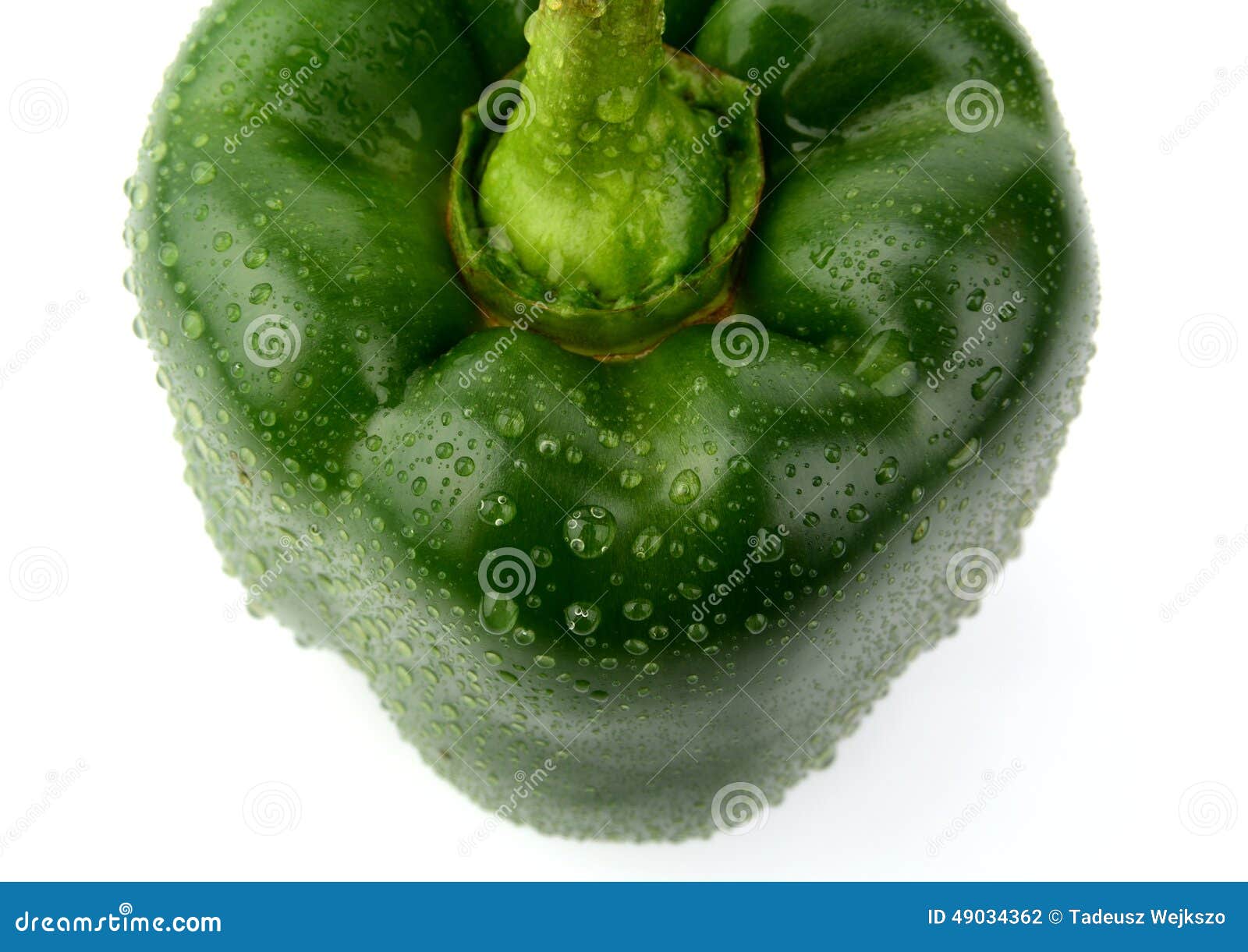 Single Green Pepper Close-up View from Top Isolated Stock Photo - Image ...