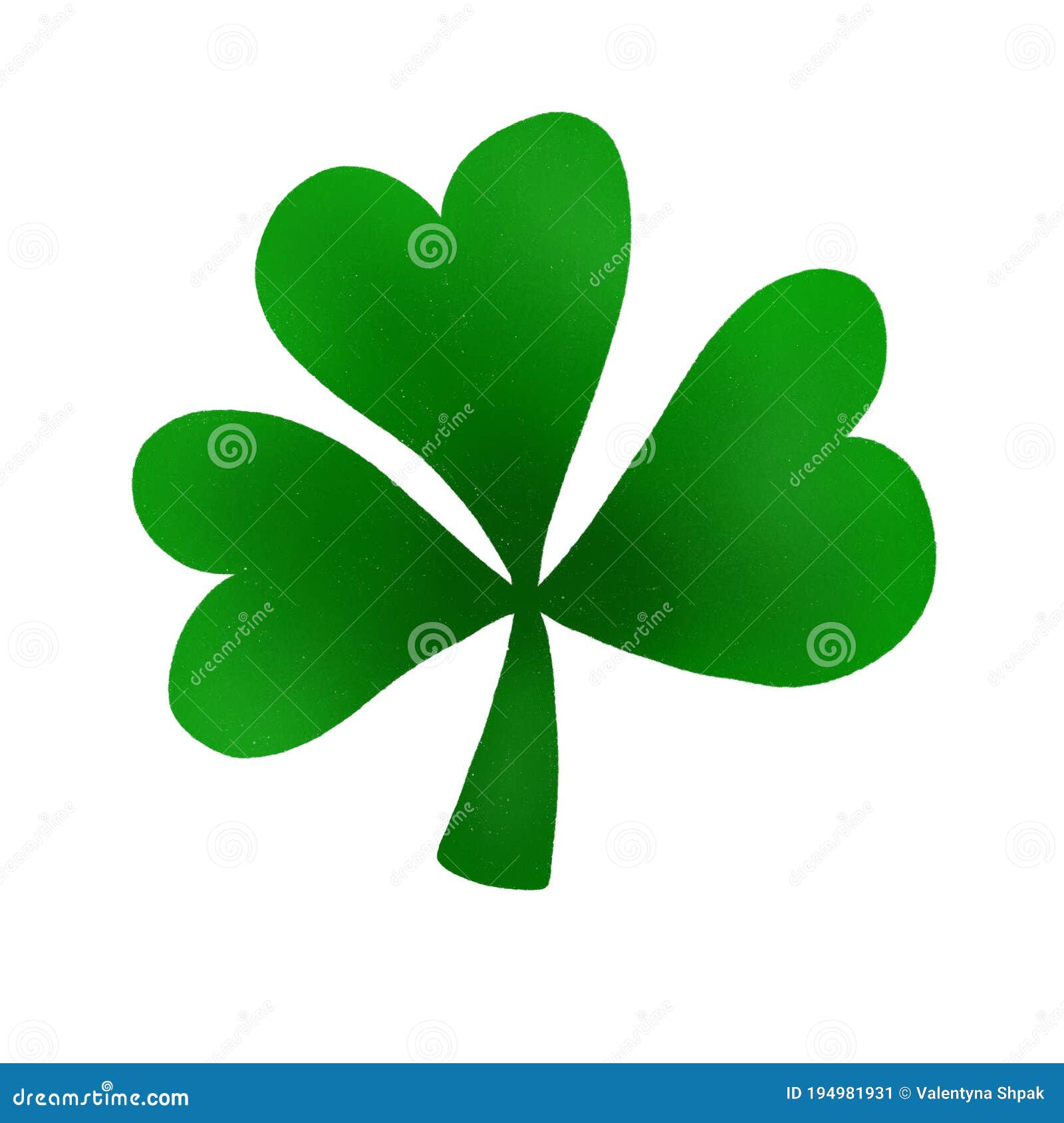 Single Green Shamrock on a White Background Stock Illustration ...