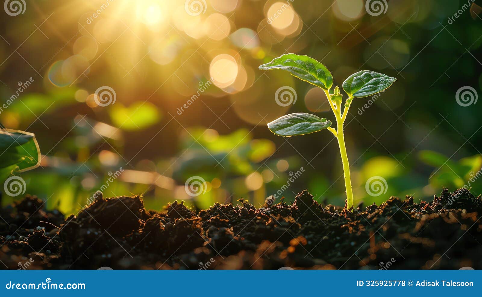 A Single Green Sprout Growing from the Ground in the Sunlight Stock ...