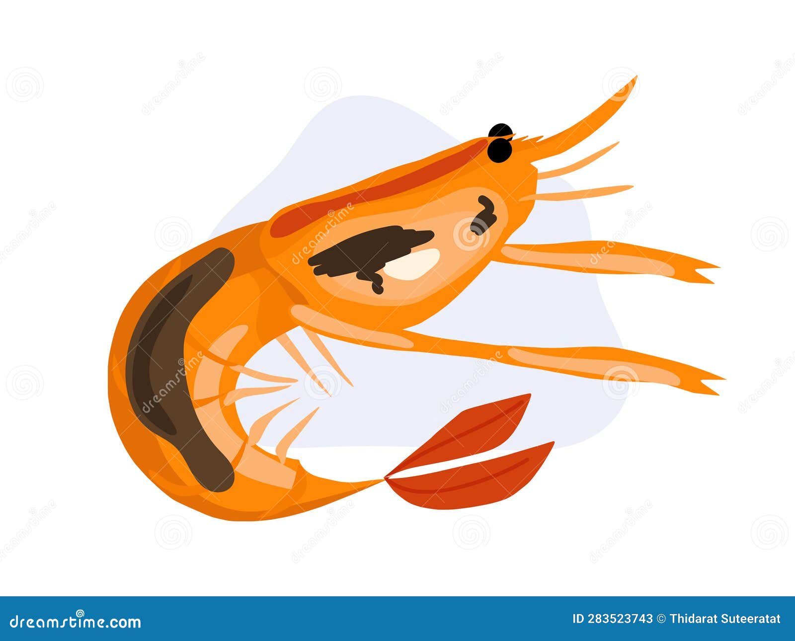 Single Grilled Giant Prawn . Seafood Cartoon Vector Illustration Stock ...