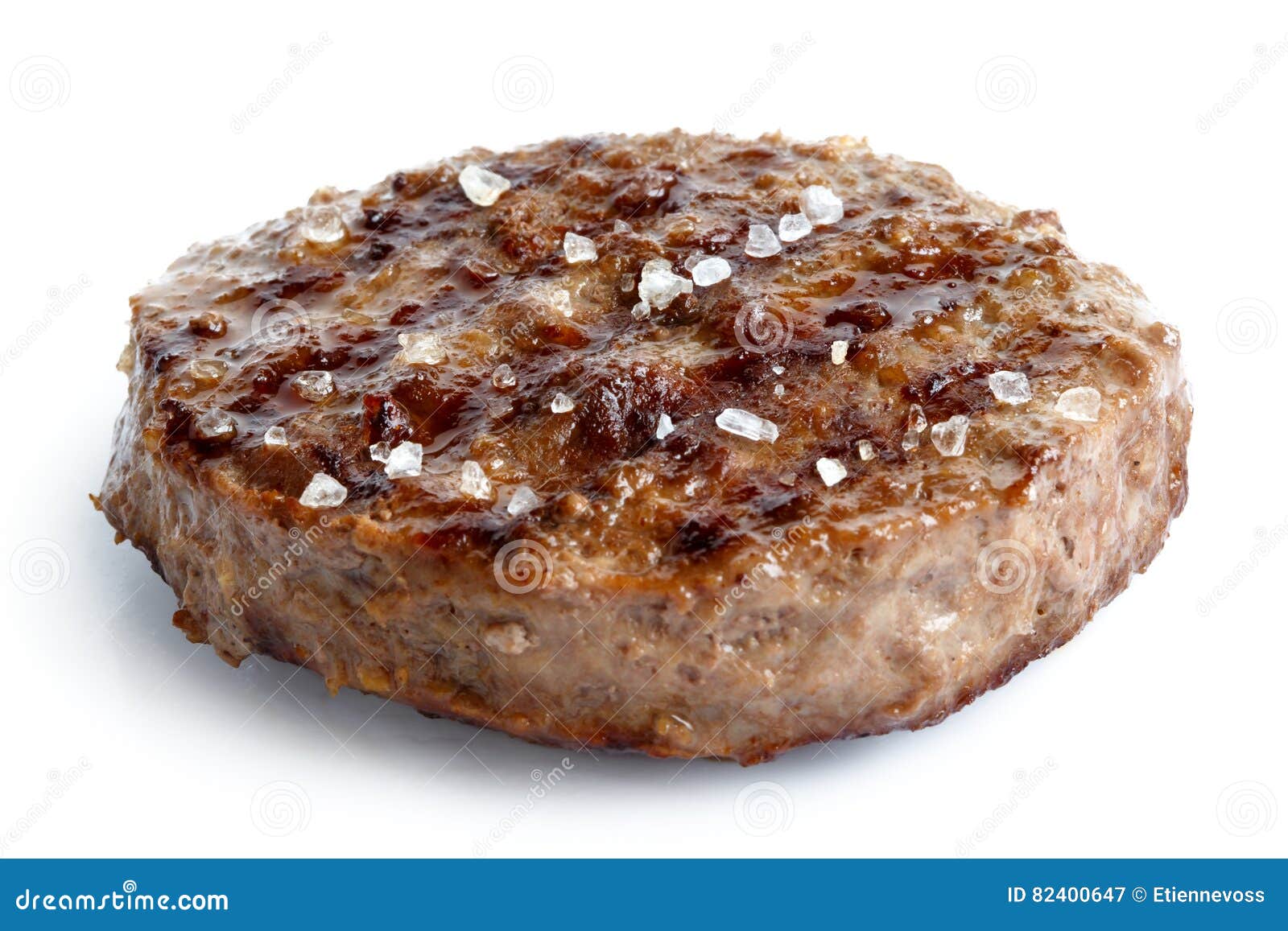 Single Grilled Hamburger Patty with Salt on White. Stock Image - Image ...