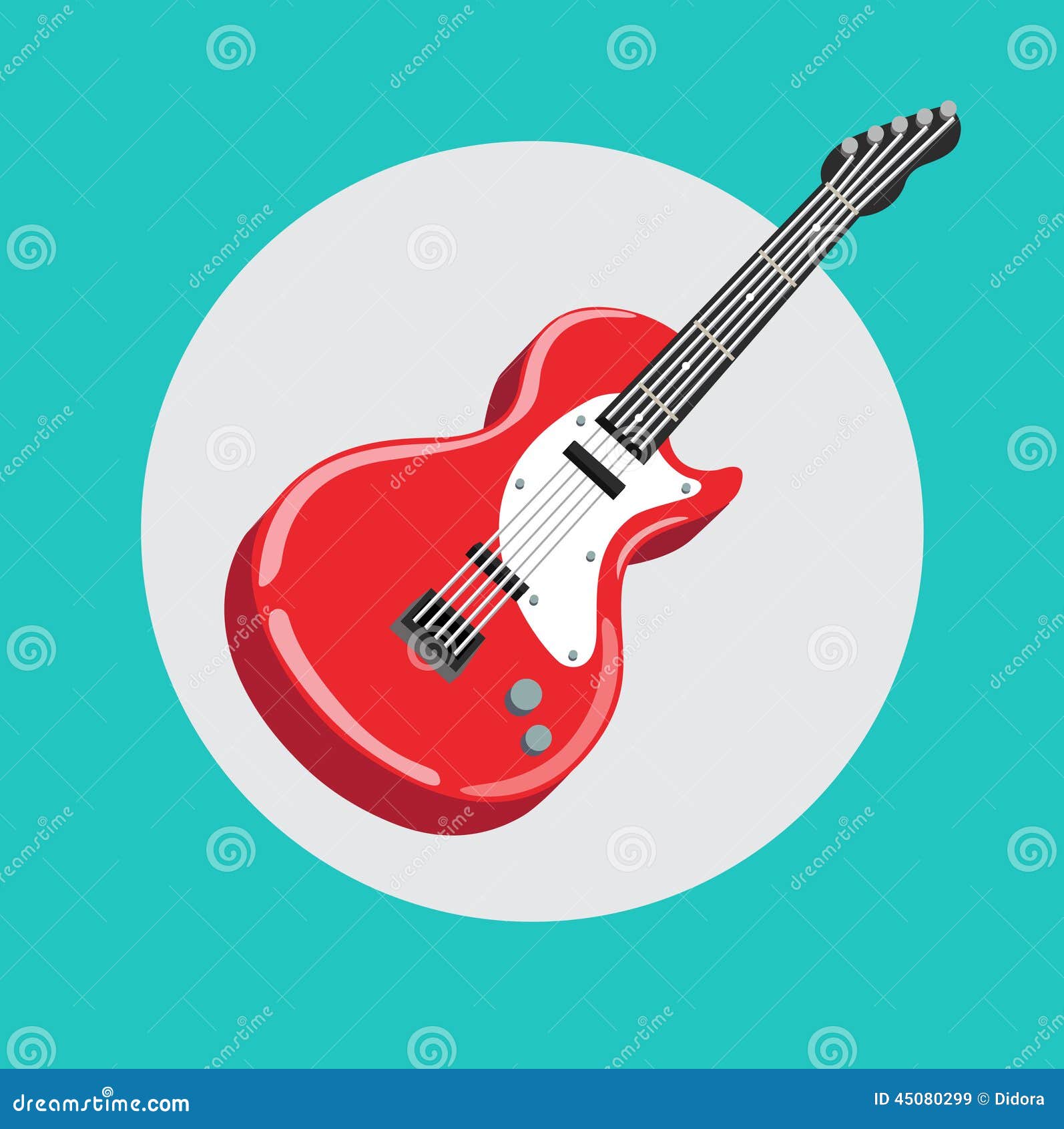 Single Guitar Flat Design Vector Stock Vector - Illustration of retro ...