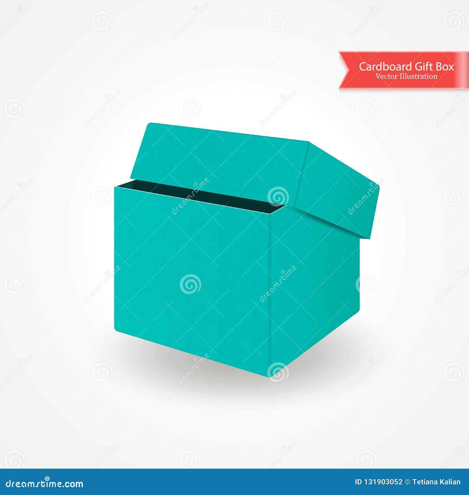 Single Half Open Cardboard Green Blue Box. Front View. Package Isolated ...