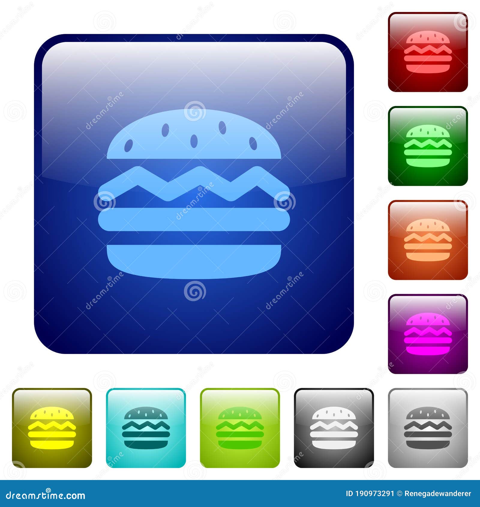 Single Hamburger Color Square Buttons Stock Vector - Illustration of ...