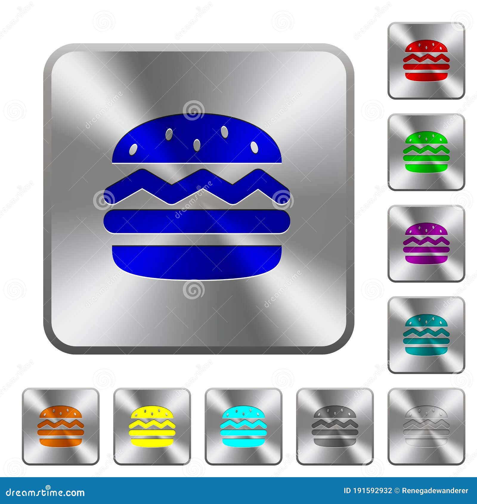 Single Hamburger Rounded Square Steel Buttons Stock Vector ...