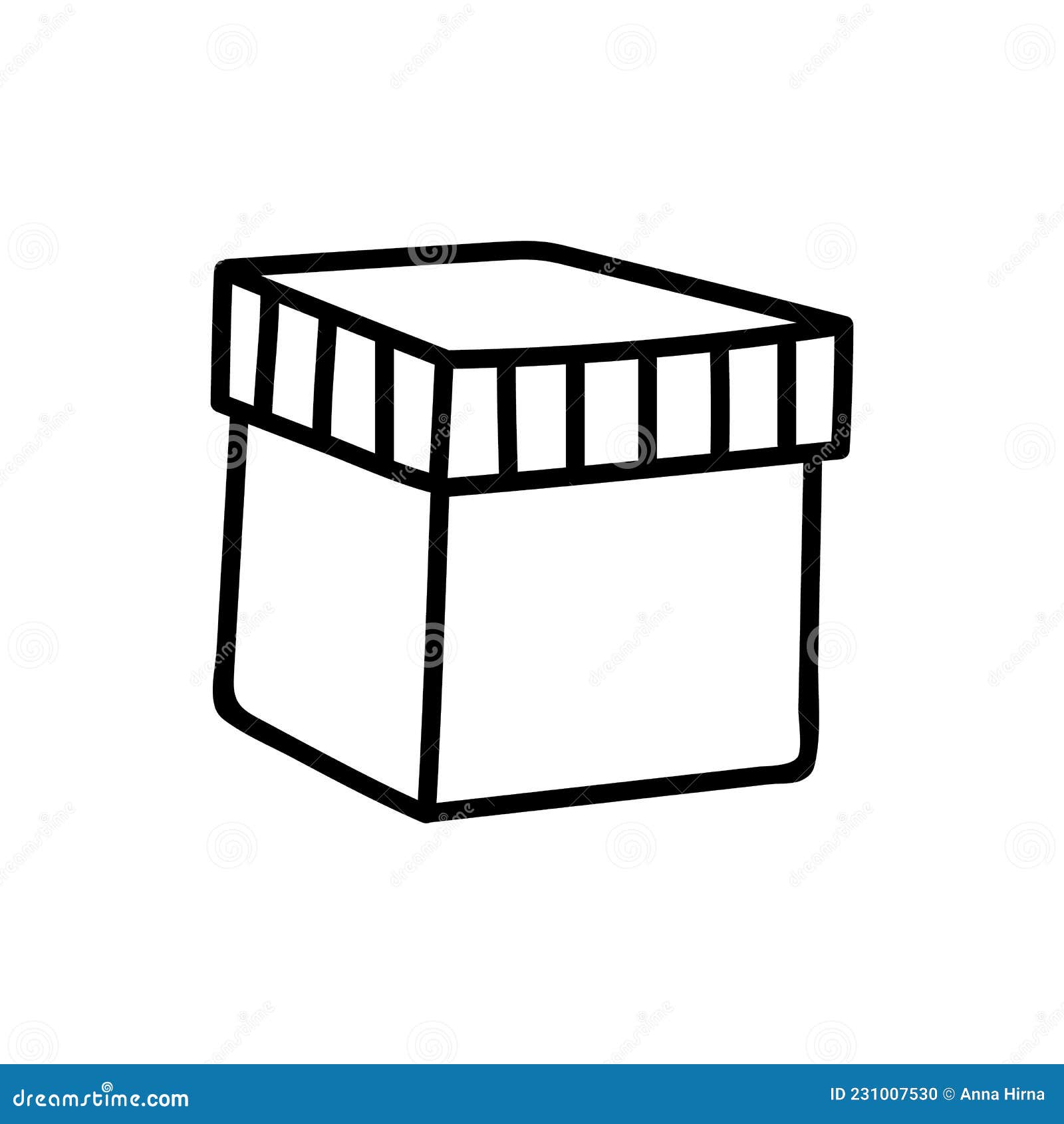Single Hand Drawn Box. Vector Illustration in Doodle Style. Isolated on ...