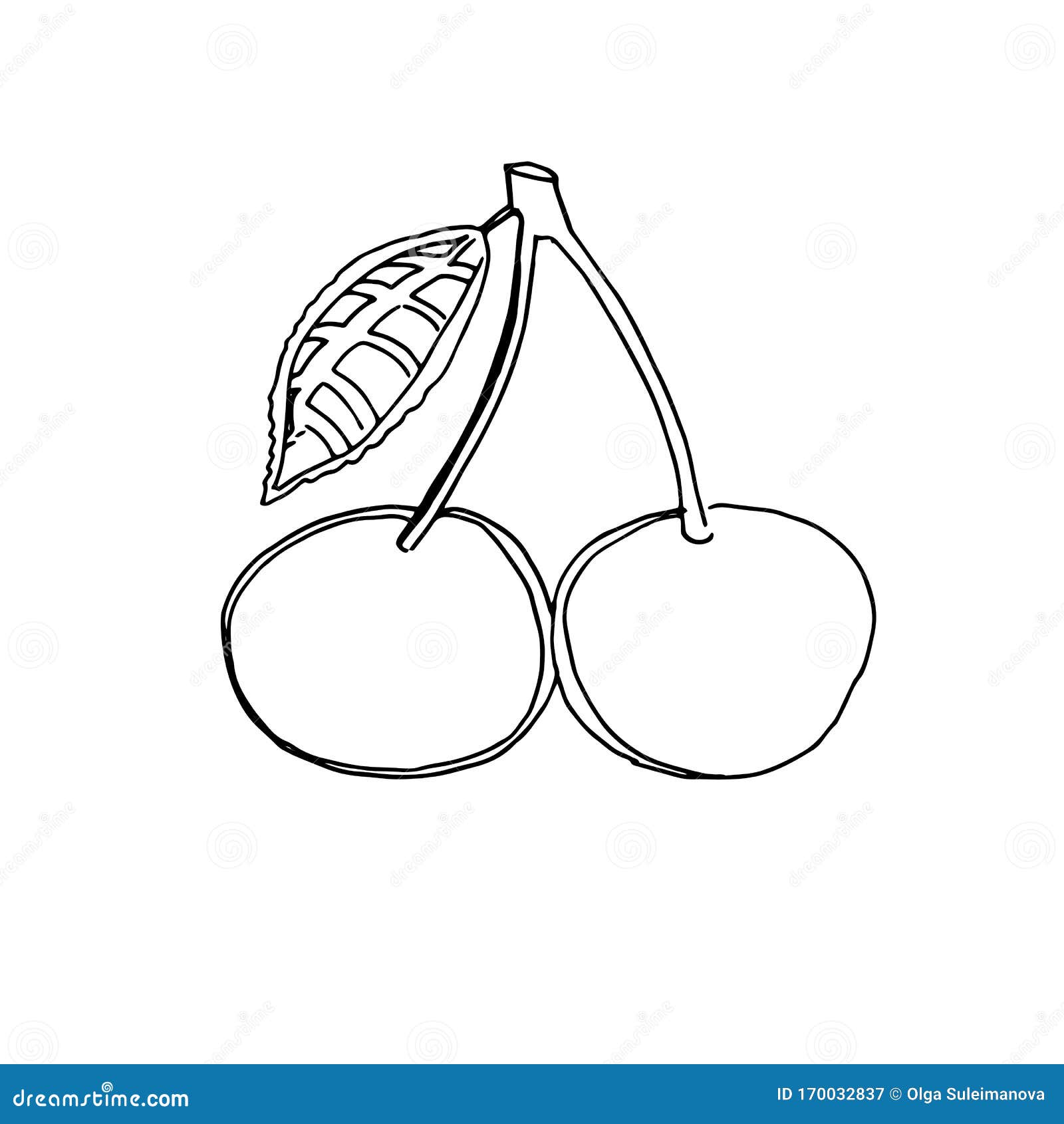 Single Hand Drawn Cherry for Greeting Cards, Posters, Comics Design ...