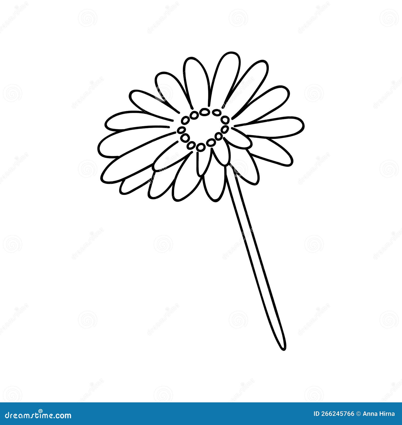 Single Hand Drawn Daisy. Vector Illustration in Doodle Style. Isolate ...