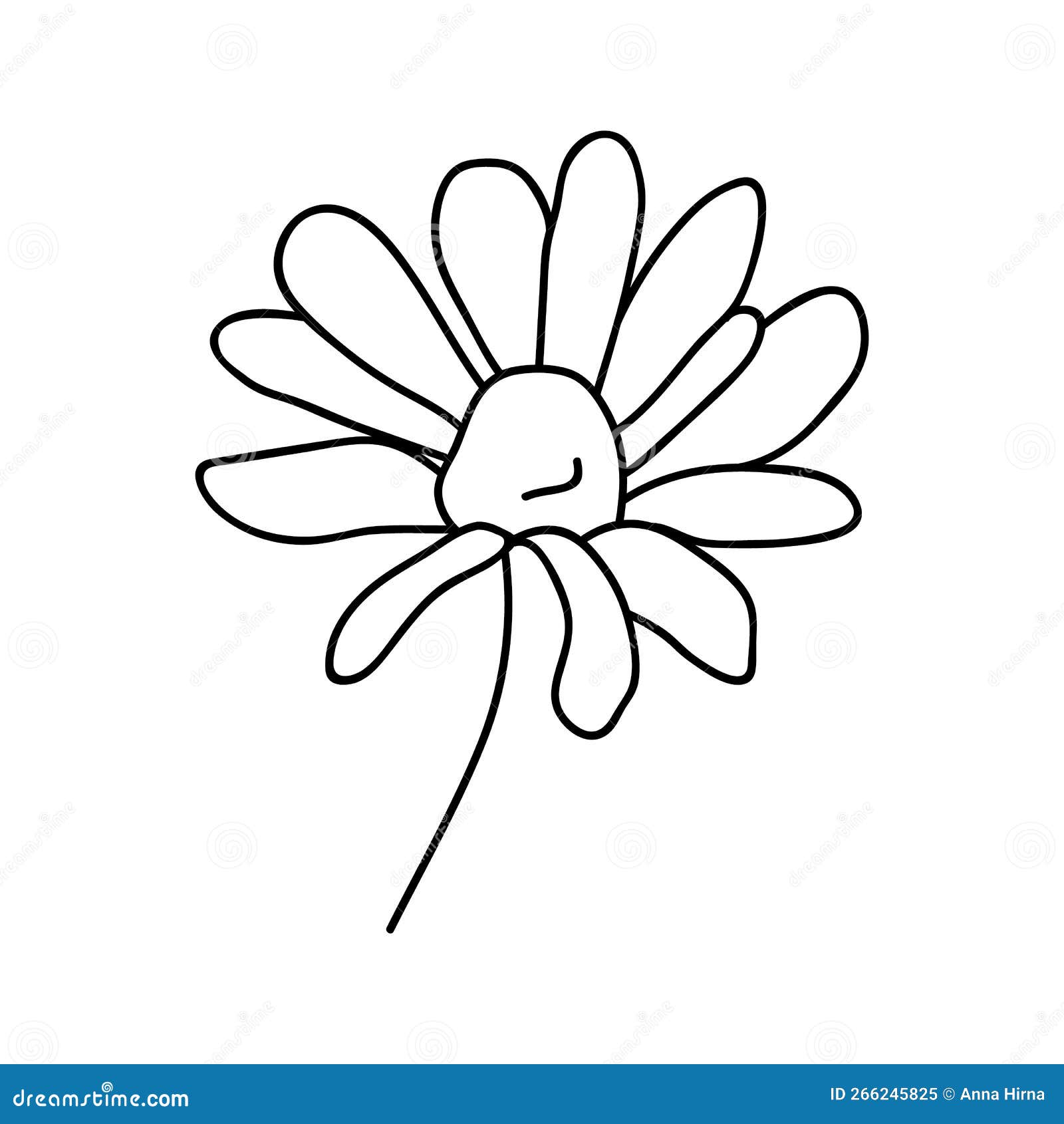 Single Hand Drawn Daisy. Vector Illustration in Doodle Style. Isolate ...