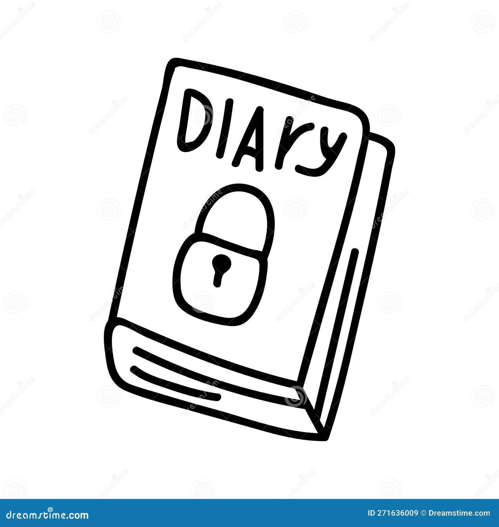Single Hand Drawn Diary. Vector Illustration in Doodle Style. Isolate ...