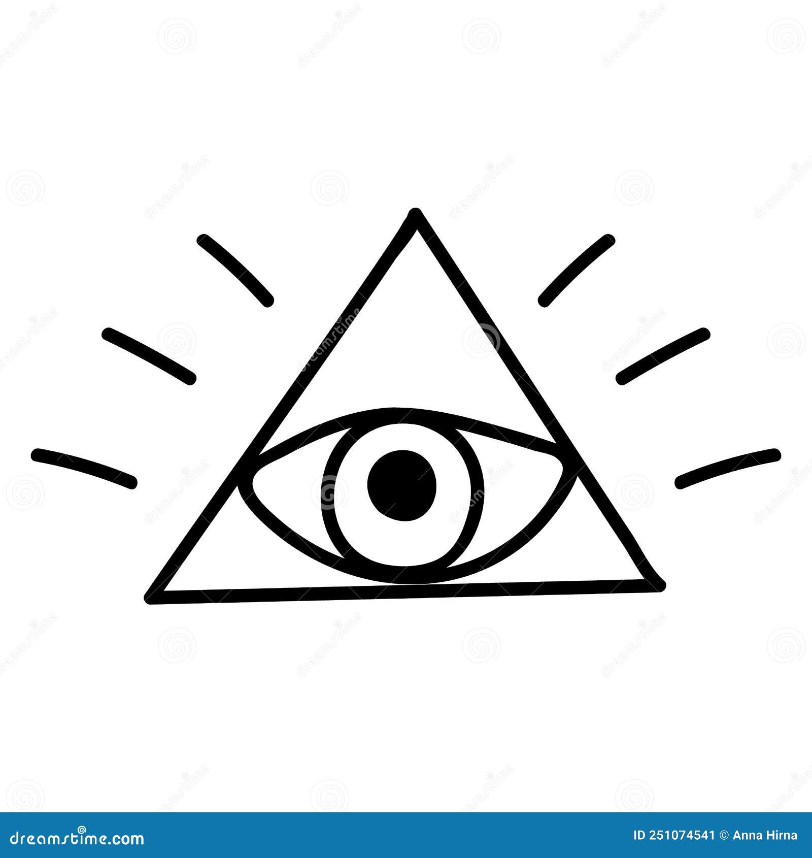 Single Hand Drawn Eye in the Triangle. Vector Illustration in Doodle ...
