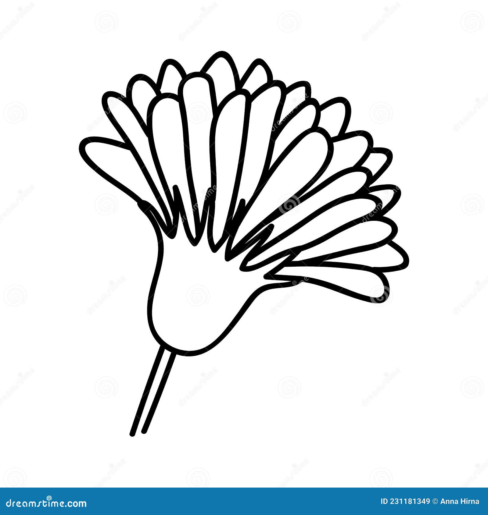 Single Hand Drawn Flower Head. Vector Illustration in Doodle Style ...