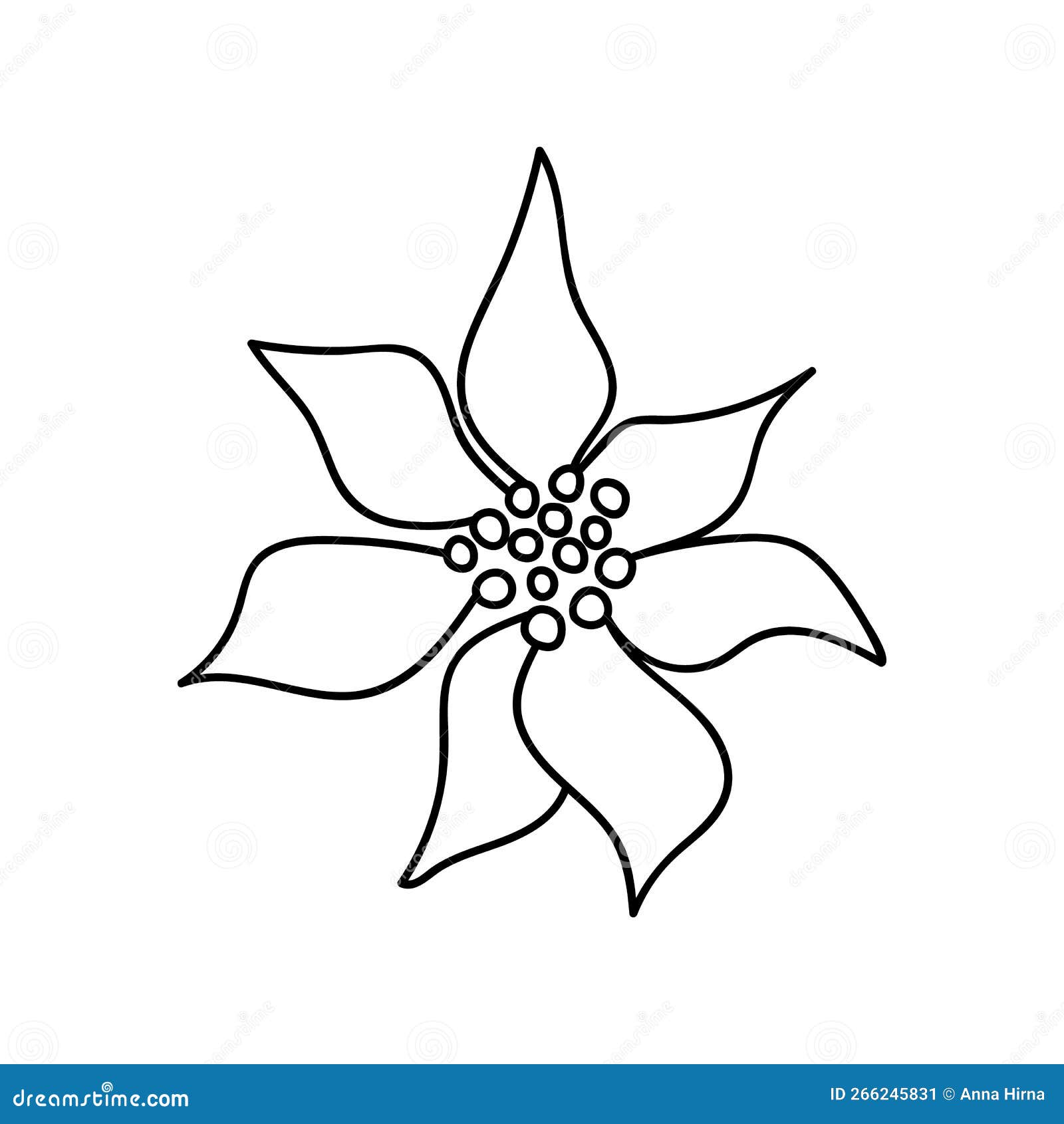 Single Hand Drawn Flower Head. Vector Illustration in Doodles Style ...