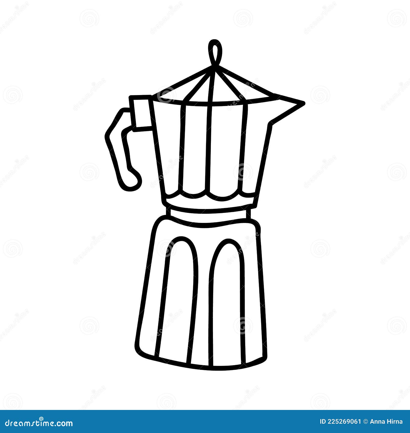 Single Hand Drawn Geyser Coffee Maker. Vector Illustration in Doodle ...