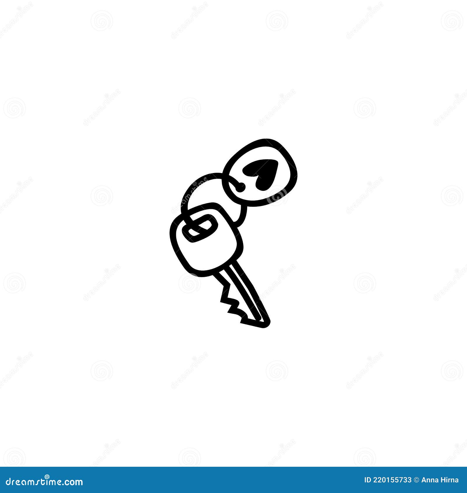 Single Hand Drawn Key. Vector Illustration in Doodle Style. Isolated on ...