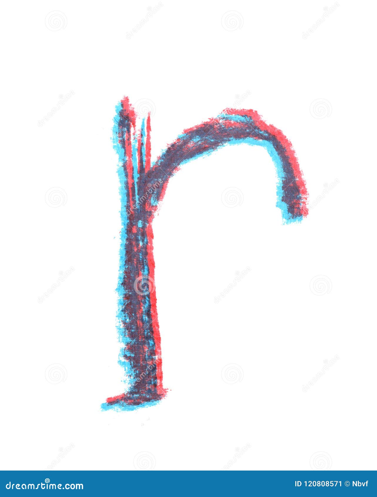 Single Hand Drawn Letter Isolated Stock Image - Image of anaglyph ...