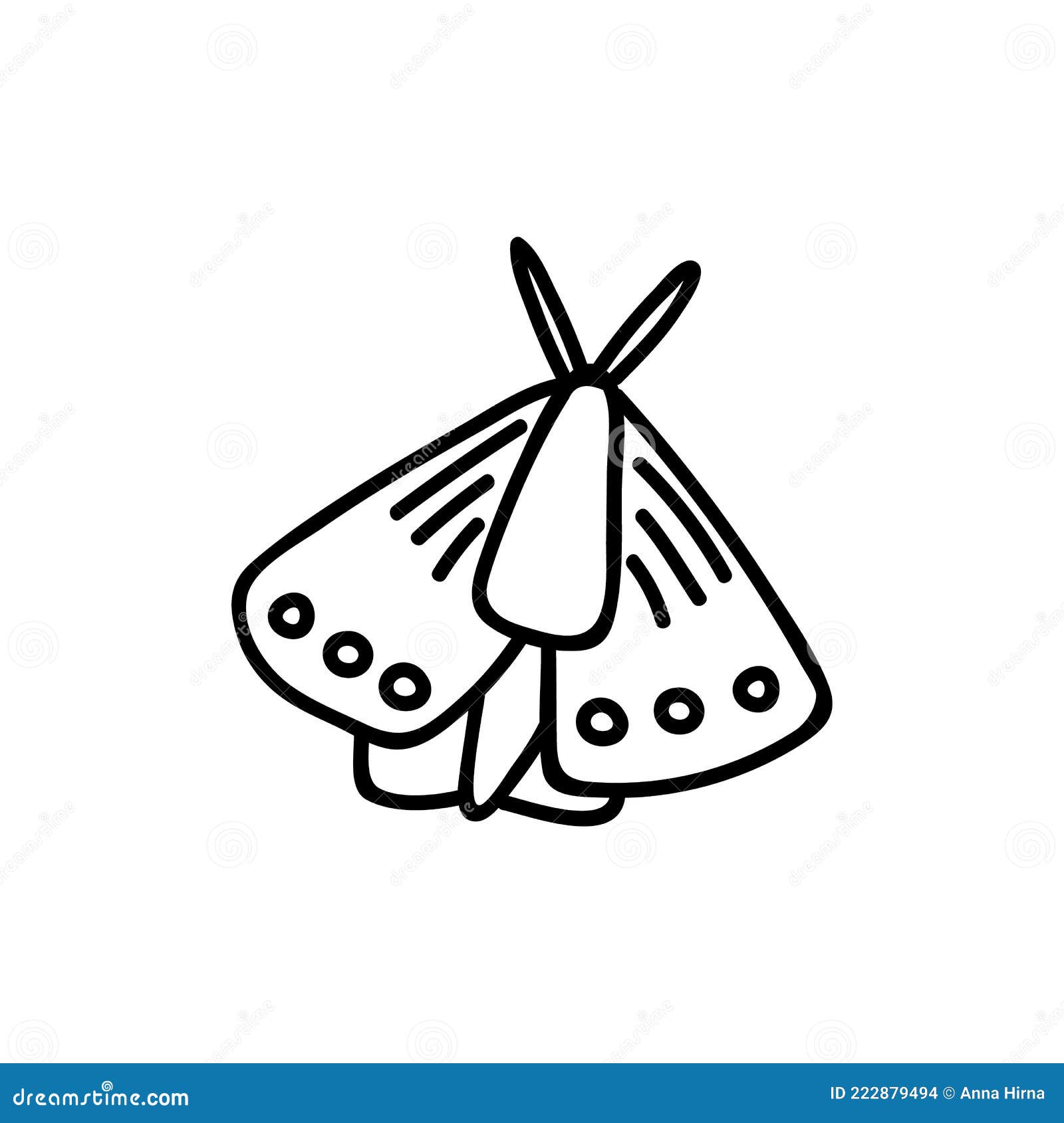 Single Hand Drawn Moth. Vector Illustration in Doodle Style. Isolate on ...