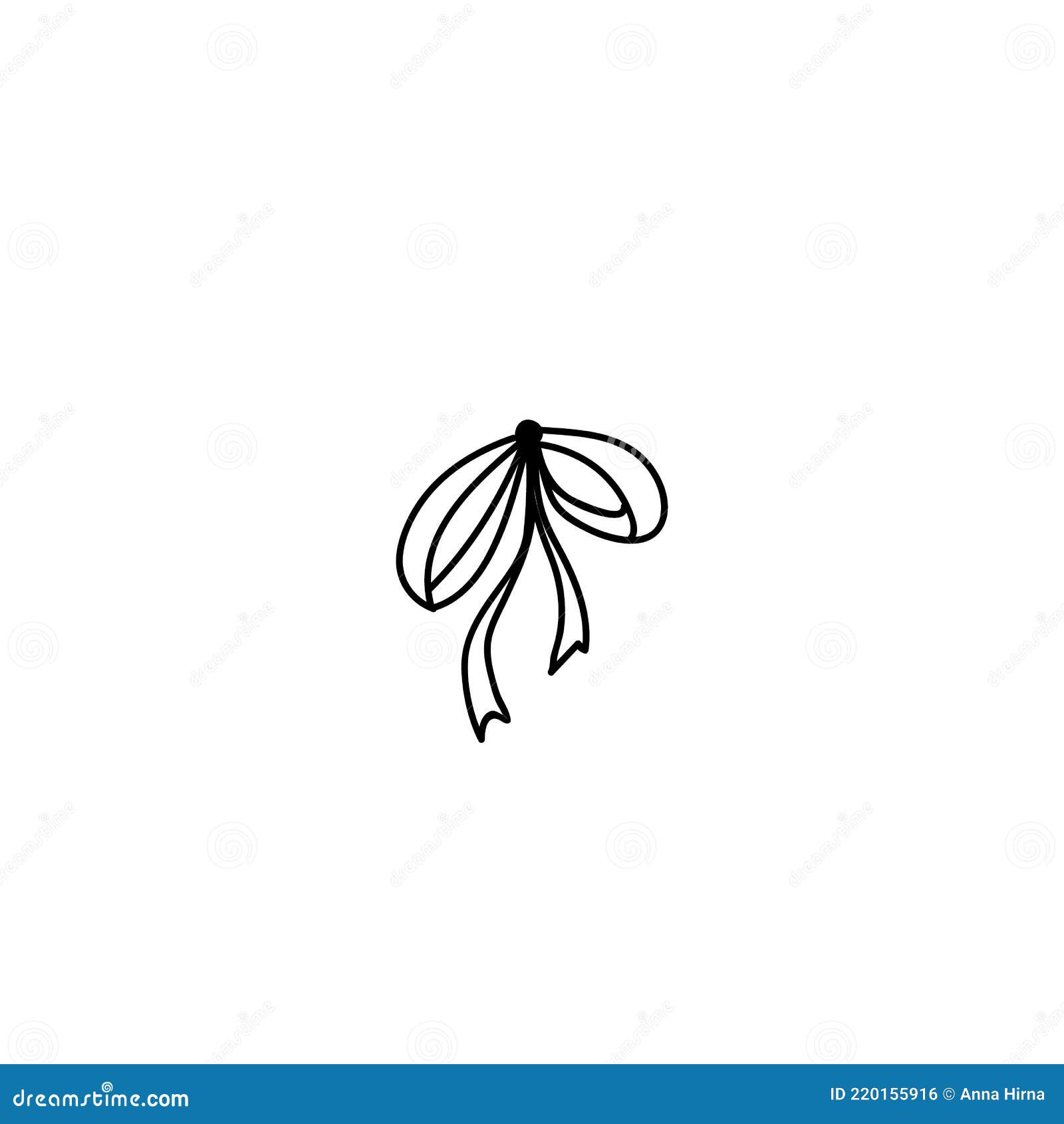 Single Hand Drawn Ribon. Vector Illustration in Doodle Style Stock ...