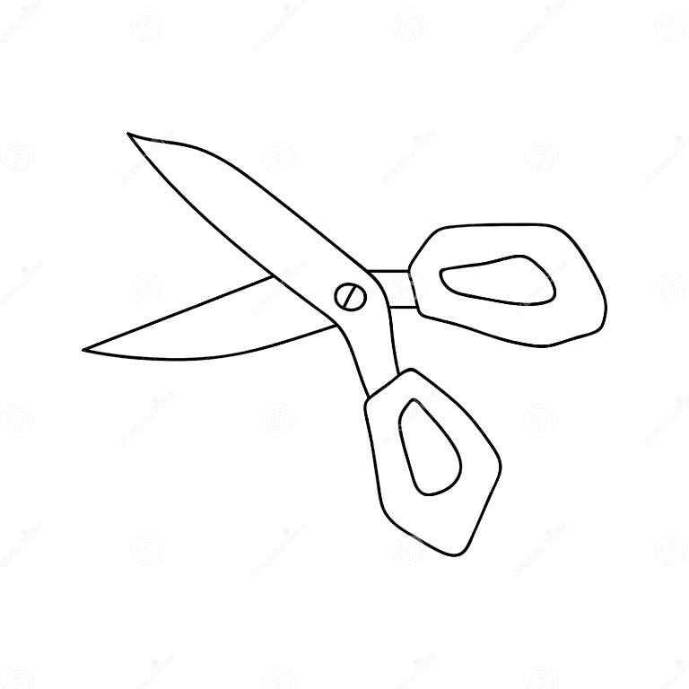 Single Hand Drawn Scissors. Vector Illustration in Doodle Style ...