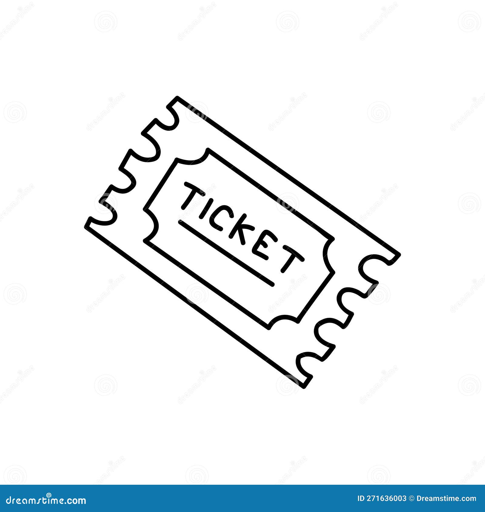 Single Hand Drawn Ticket. Vector Illustration in Doodle Style. Isolated ...